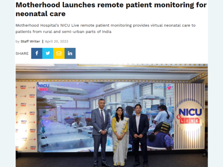Motherhood launches remote patient monitoring for neonatal care - Motherhood Hospitals India