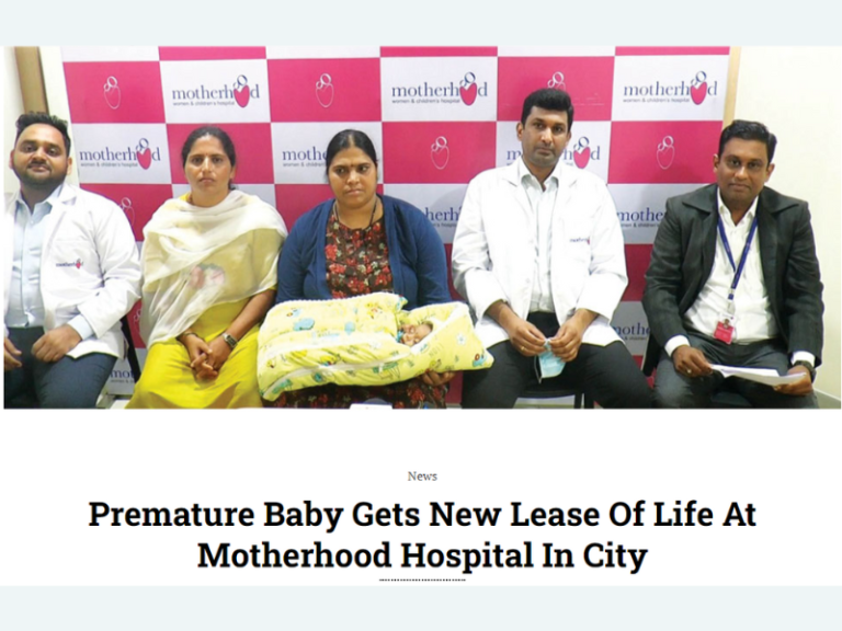 Premature Baby Gets New Lease Of Life At Motherhood Hospital In City - Motherhood Hospitals India
