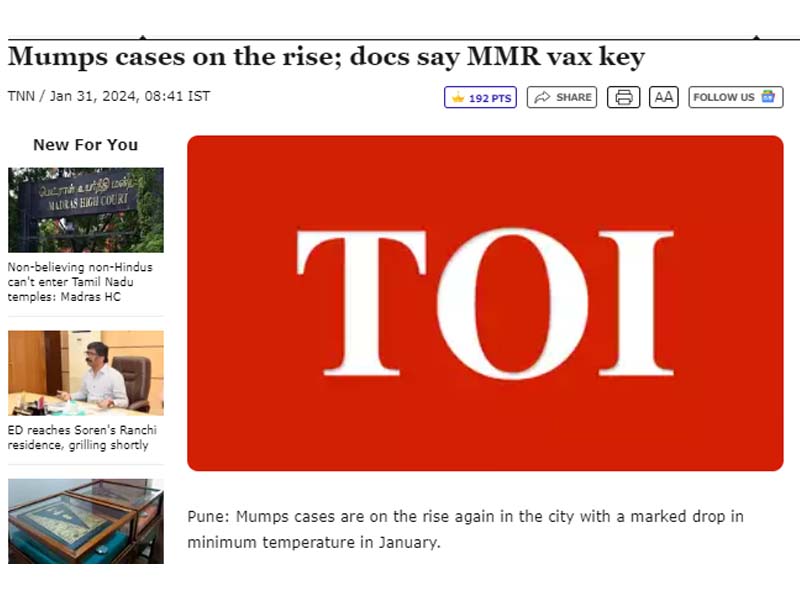 Mumps cases on the rise; docs say MMR vax key - Motherhood Hospitals India