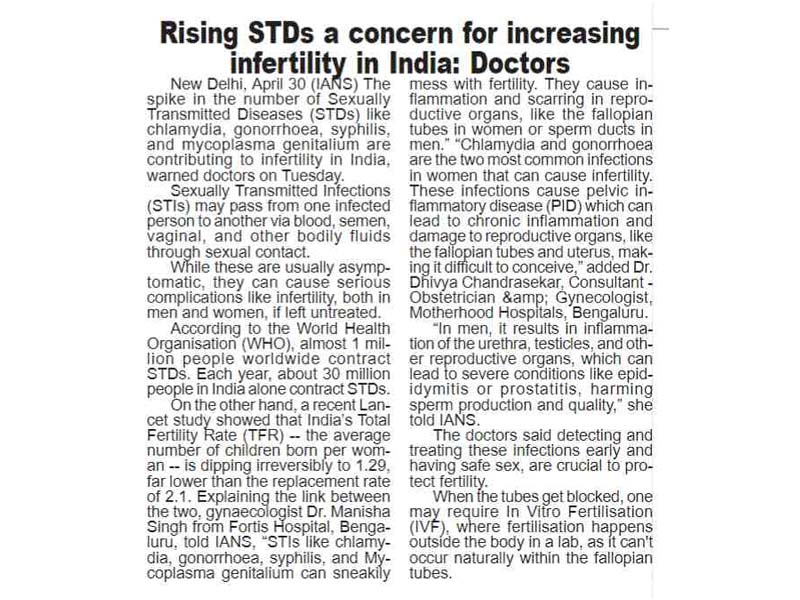 Rising STDs a concern for increasing infertility in India: Doctors ...